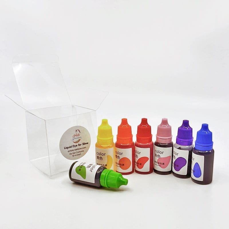 Slime Liquid Dye Kit, 7 Colors (10 ml each) - Artistic Rainbow Slime Shop